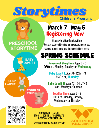 Storytimes for Preschoolers: Now Registering | Woodridge Public Library